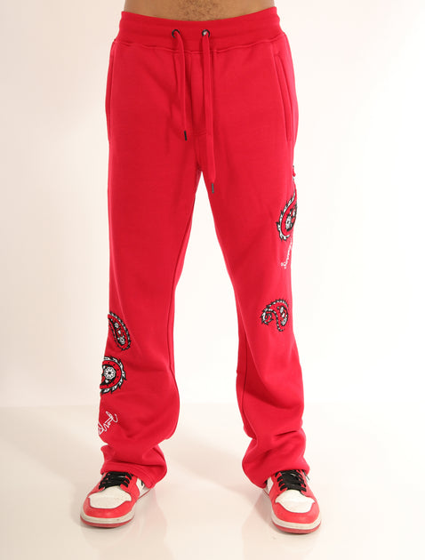 P11358 PAISLEY CHENILLE EMBROIDERY FLEECE PANTS - STACKED WIDE FIT ...