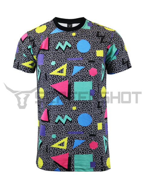 S11010-RETRO 80'S PATTERN T-SHIRTS (PINK/GEO) – Screenshotbrand