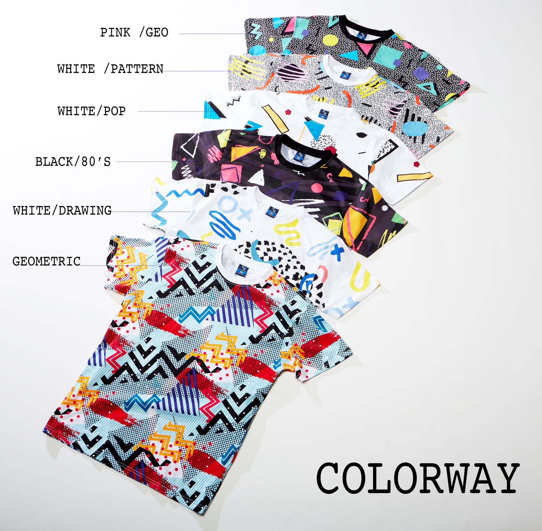 S11010-RETRO 80'S PATTERN T-SHIRTS (PINK/GEO) – Screenshotbrand