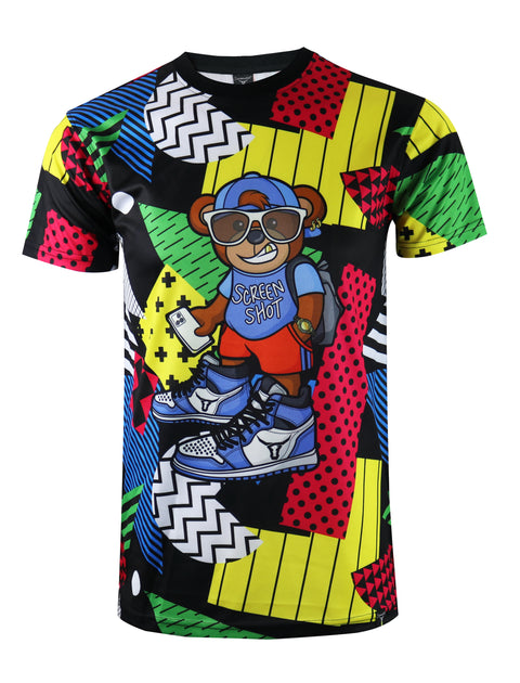 S11201 90'S RETRO PRINT TEE (BLACK/NOTE) – Screenshotbrand